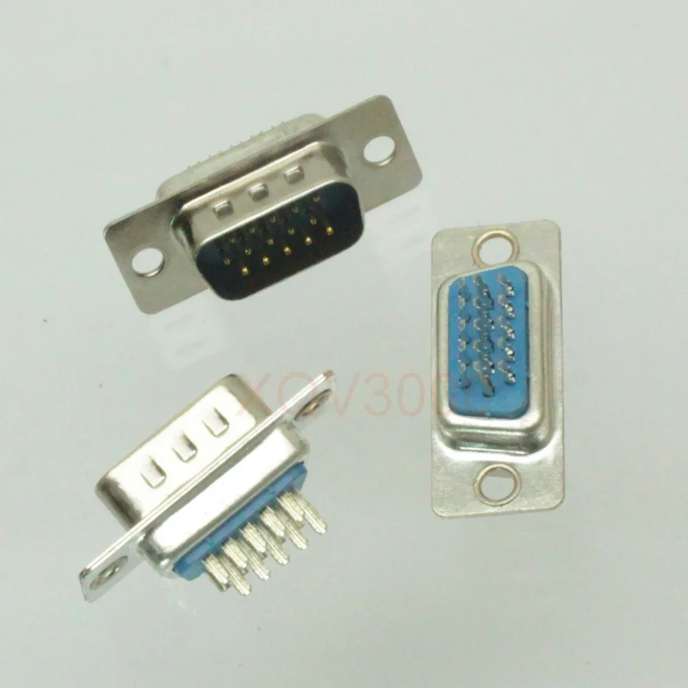 5pcs VGA socket DB15 DB 15 15 Pin male plug D SUB 3 Rows connector ...