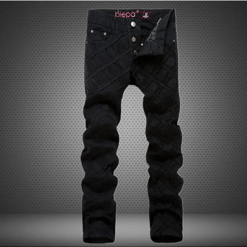 2015 fashion designer patch spliced jeans for men hip hop rap rock ...