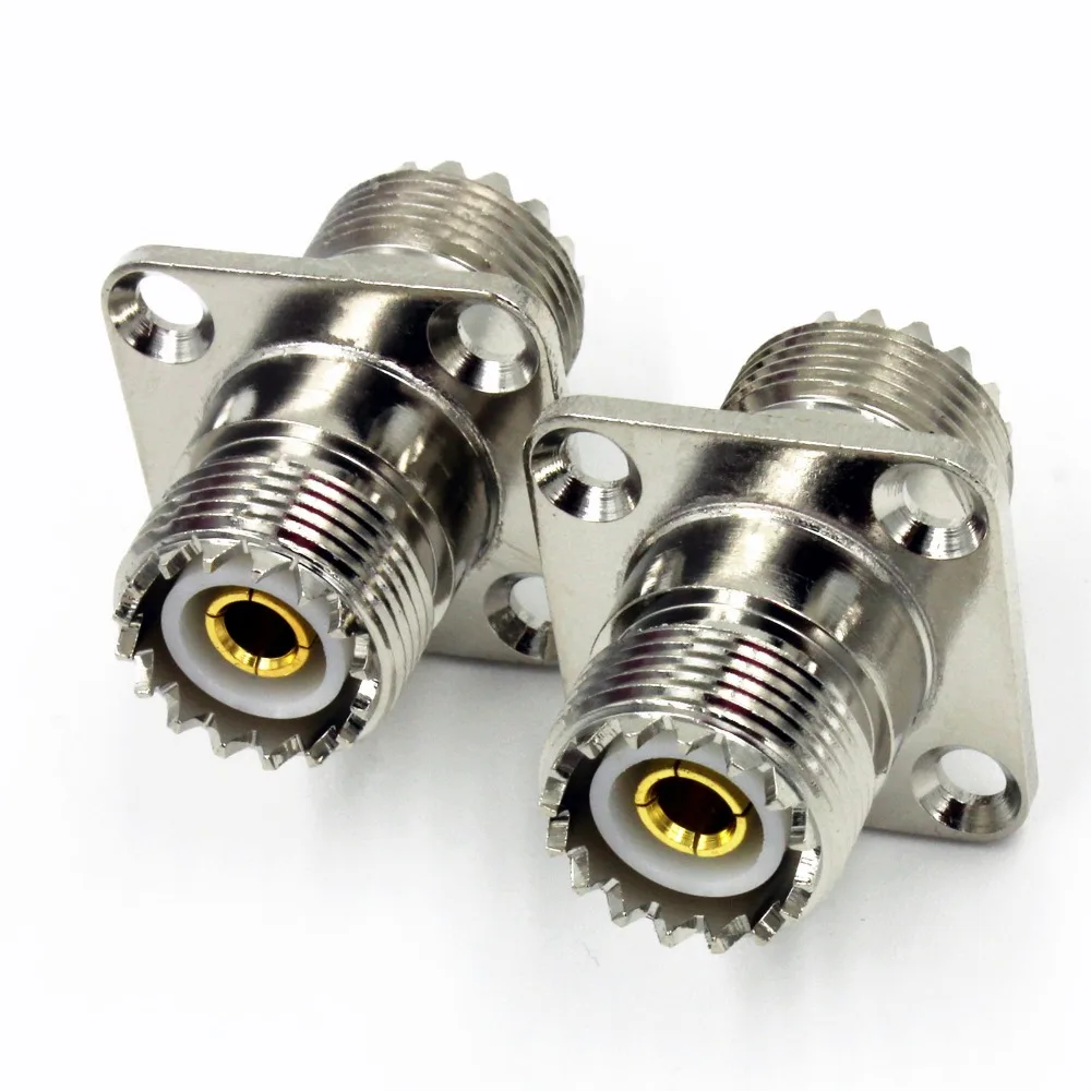 2PCS-UHF-Female-to-UHF-SO239-Jack-In-Series-4-Hold-Flange-Mount-RF ...