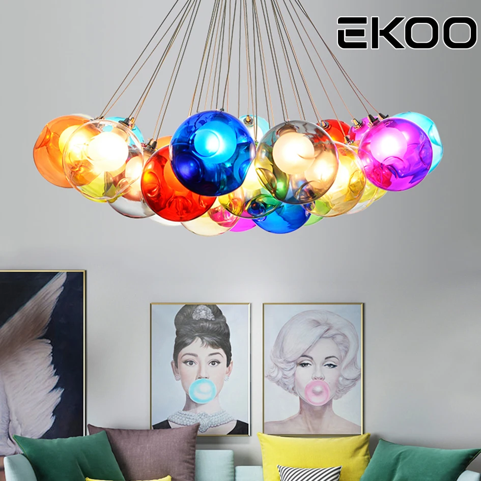 EKOO Modern Color Bubble Glass ball G4 LED Pendant Lamp lights Lighting ...