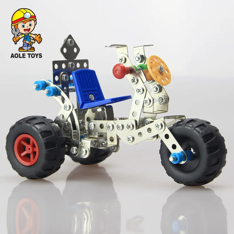 Educational Toys Self Assembly Metal Three Wheeled Car Kits Assembling ...