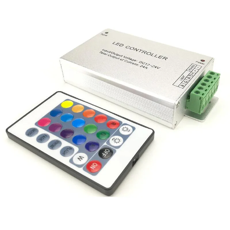 24A LED Controller 24 Keys IR Remote Control DC 12V 24V for 5050 RGB ...
