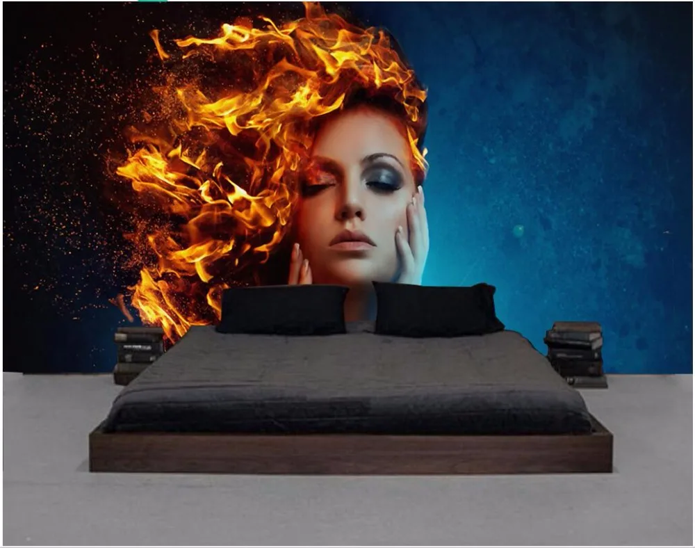 3d Wallpaper Custom Photo Flame Beauty Dancer Art Background Wall Home