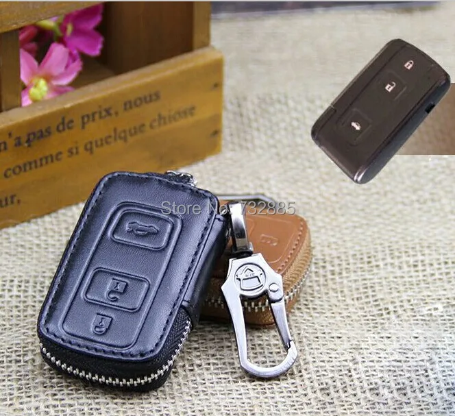 Genuine Leather Car Key Wallet For Toyota Prius New Crown Smart Card 3 ...