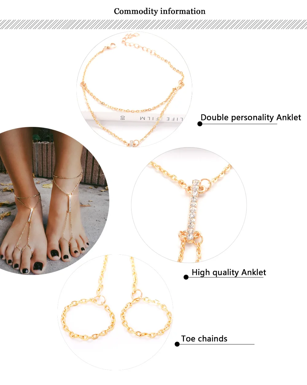 Crystal Shining Barefoot Sandals Anklet Bracelet For Women
