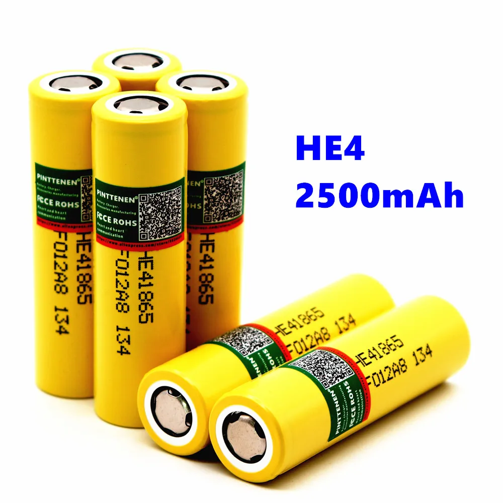 New Original HE4 2500mAh Li lon Battery 18650 3.7V Power Rechargeable ...