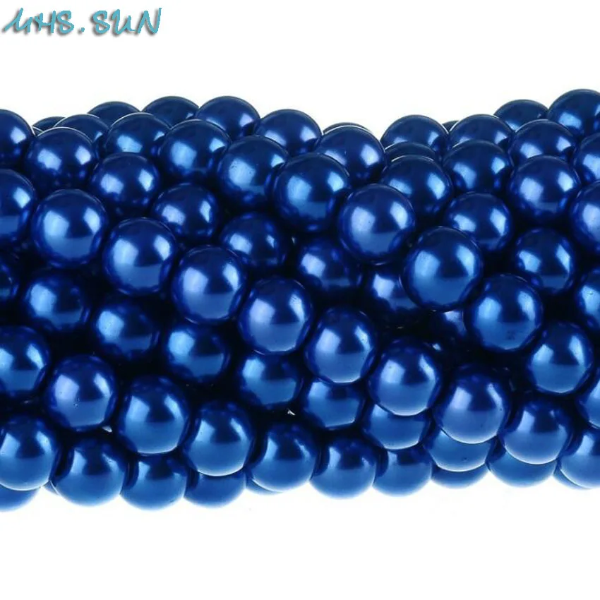 Mhs.sun 3mm-16mm Sapphire Blue Imitation Glass Pearl Beads Loose Round ...