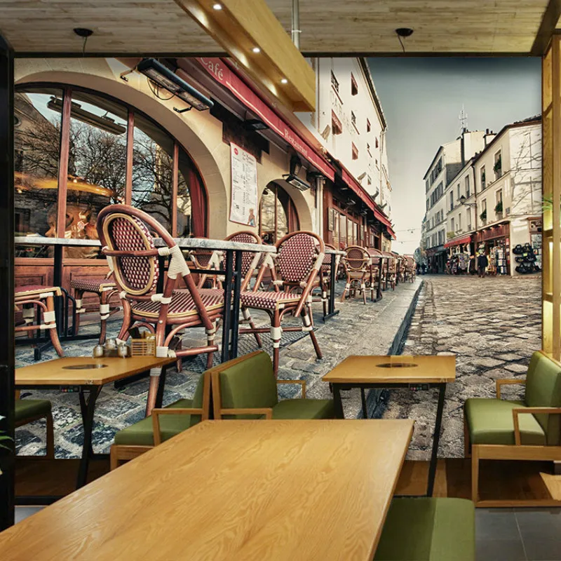 Custom-vintage-retro-restaurant-tapeten-f-r-cafe-geb-ude-Stra-e-Lounge ...