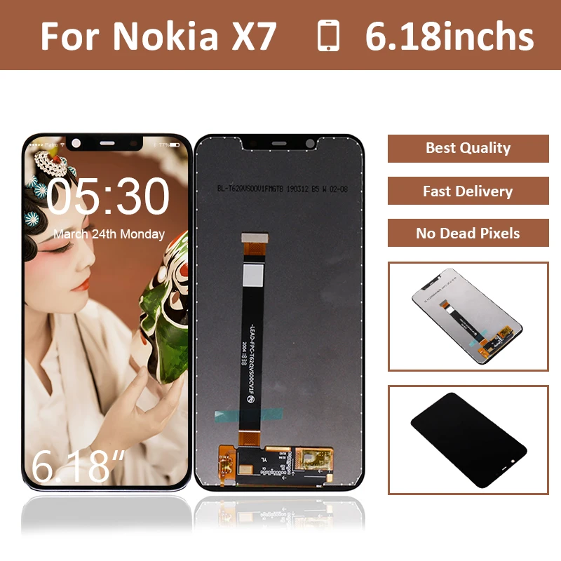 Para Nokia X7 7,1 Plus LCD Display Digitalizador de Pantalla táctil ...