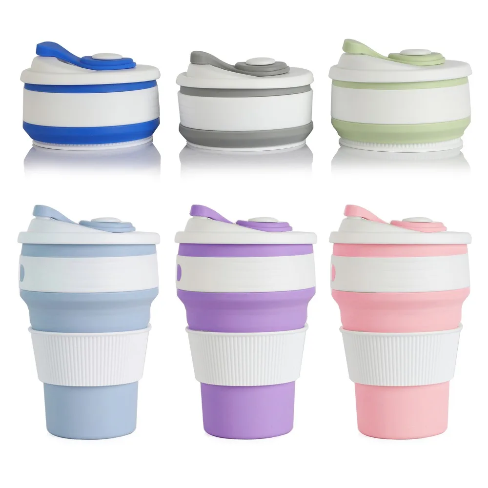 Portable Coffee Cups Collapsible Silicone Water Mugs Outdoors Travel Camping Hiking Picnic