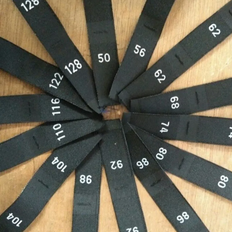 50pcs Black Polyester Cloth Number Size Label Baby Clothes Woven Tags ...