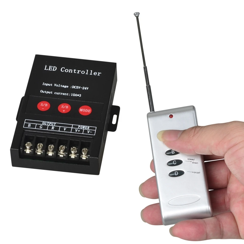LED Controller 3 Keys 3 Channel 30A 360W 720W Controller RF RGB LED ...