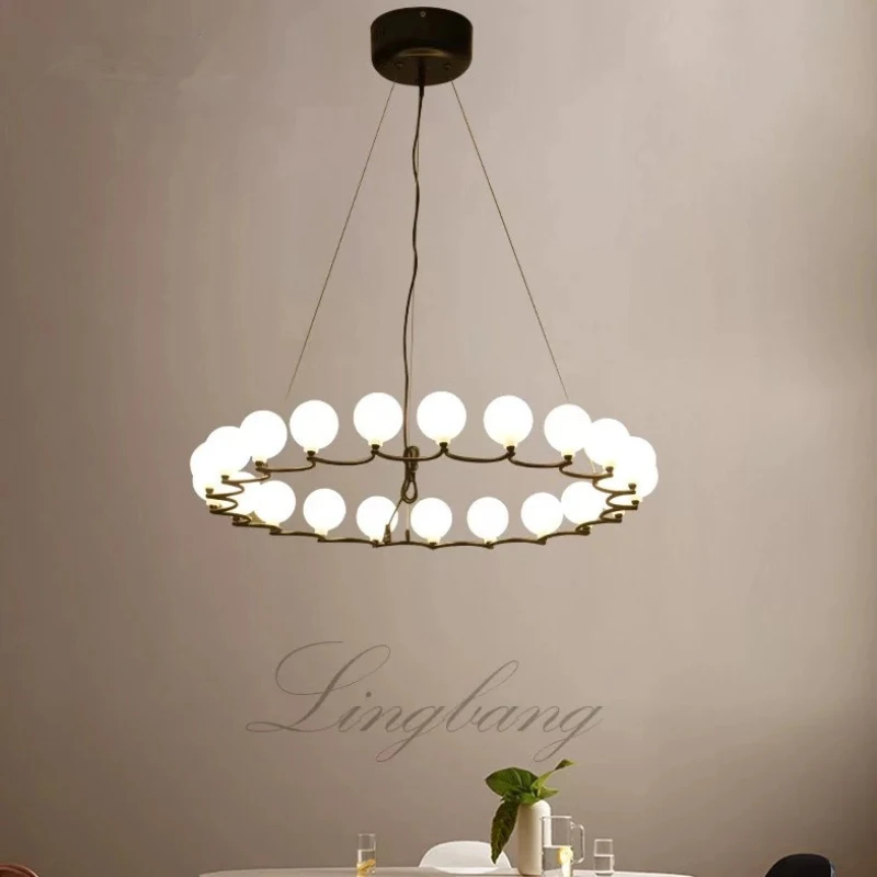 Modern 21 Glass Ball Led Pendant Lights For Parlor Restaurant Bedroom ...