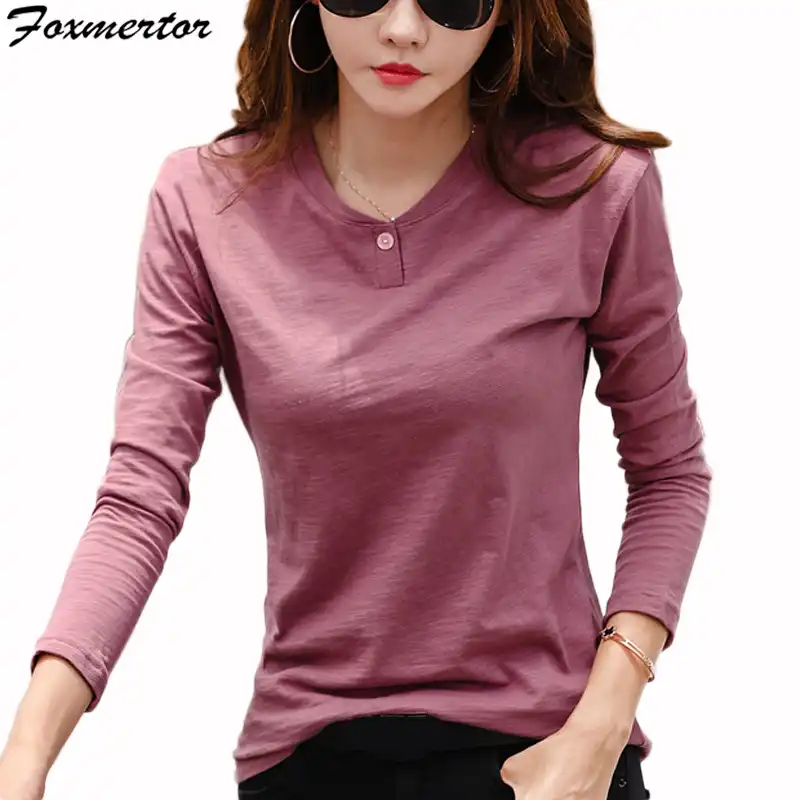 Venta > playeras de algodon manga larga para mujer > en stock