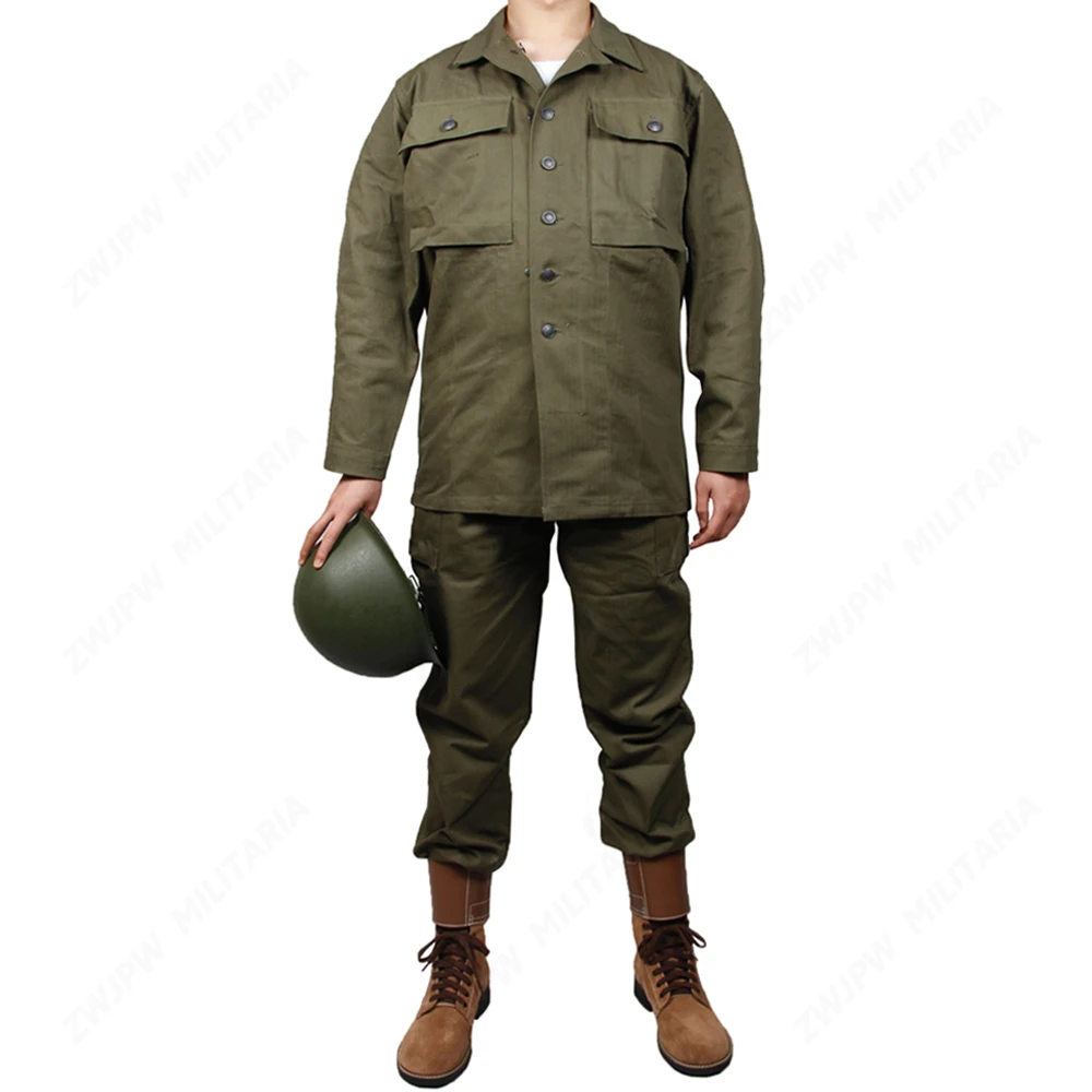 WW2 US Army Green HBT UNIFORM PURE COTTON OUTDOOR UNIFORM（No helmet, no ...