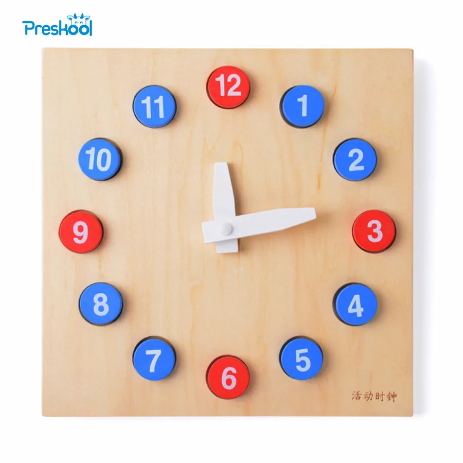 Baby Toy Montessori Clock with Movable Hands Wood Classic Childhood ...
