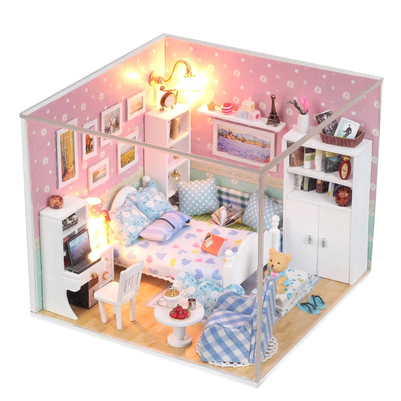 Wooden toys house doll miniature 3d diy house room Diy mini series ...
