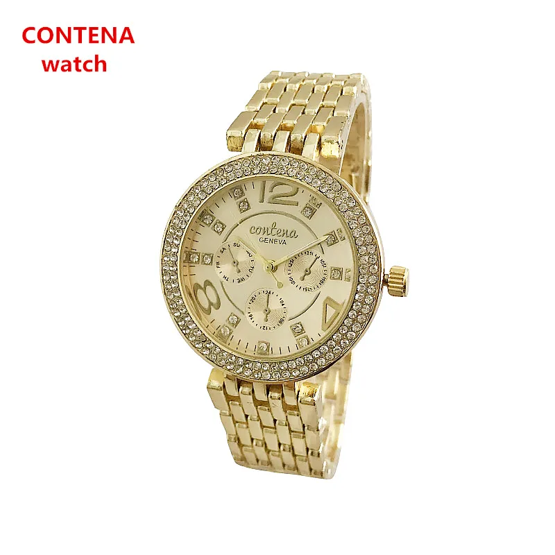 CONTENA Brand Dress Women Watches Steel Luxury Gold Lovers Bracelet ...