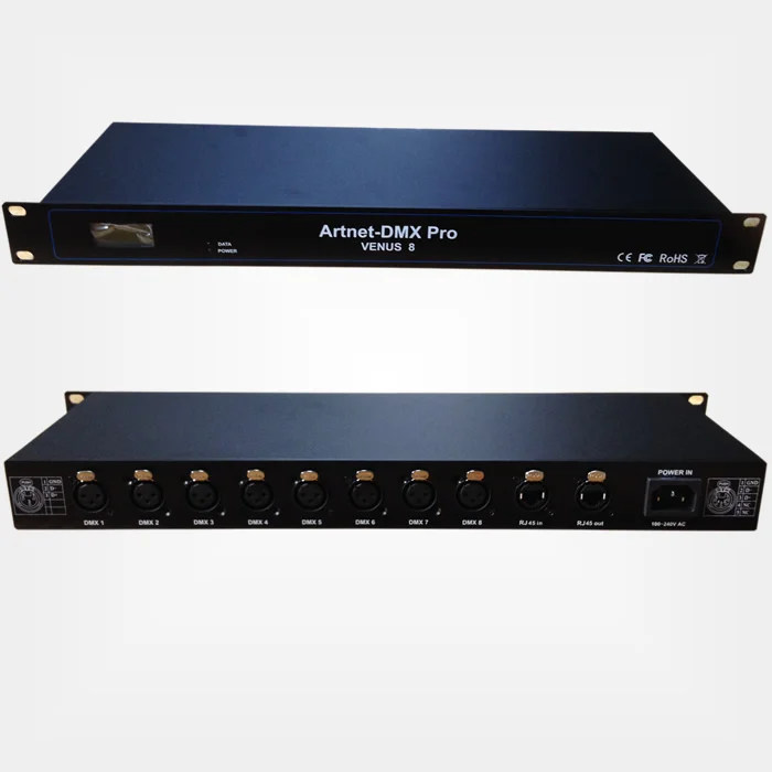 Artnet a DMX Node VENUS8; Entrada artnet; 8x512 salida de señal DMX512 ...
