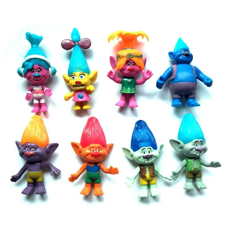 8pcs/Set Trolls Baby Doll Toys Home Decoration Figures Kids Birthday ...