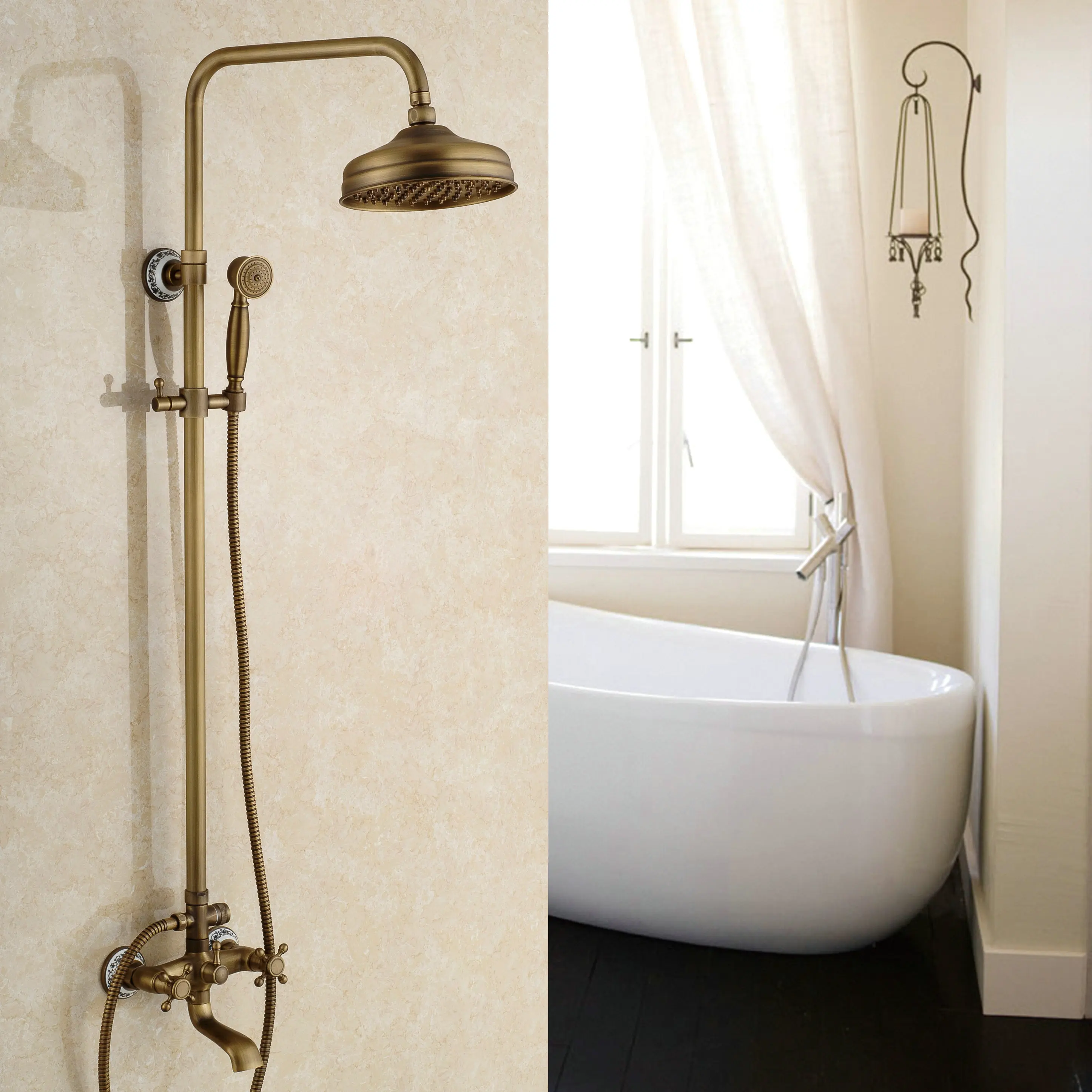 Classic 400 Alcove Shower System | Shower Systems Brass Antique - Brass ...