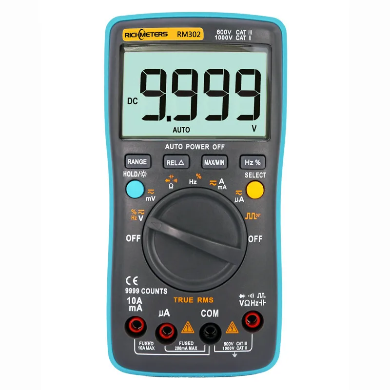 RICHMETERS RM302 Digital Multimeter 9999 counts True-RMS Square Wave ...
