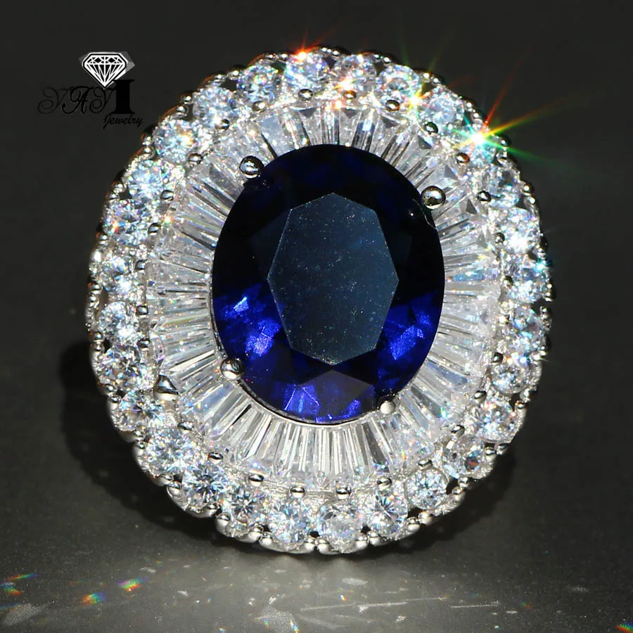 YaYI Anéis De Safira Azul Com Zircão Natural, Jóias Da Moda, Corte ...