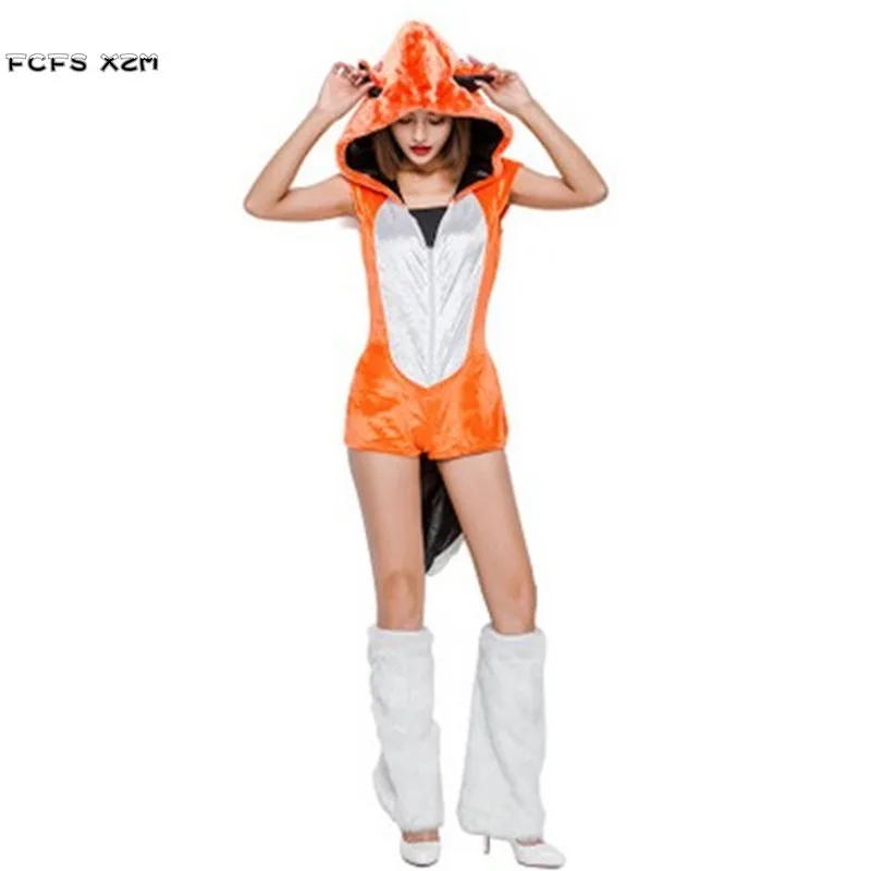 Halloween Fox Costumes For Woman Female Animal Cosplays Winter Pajamas ...