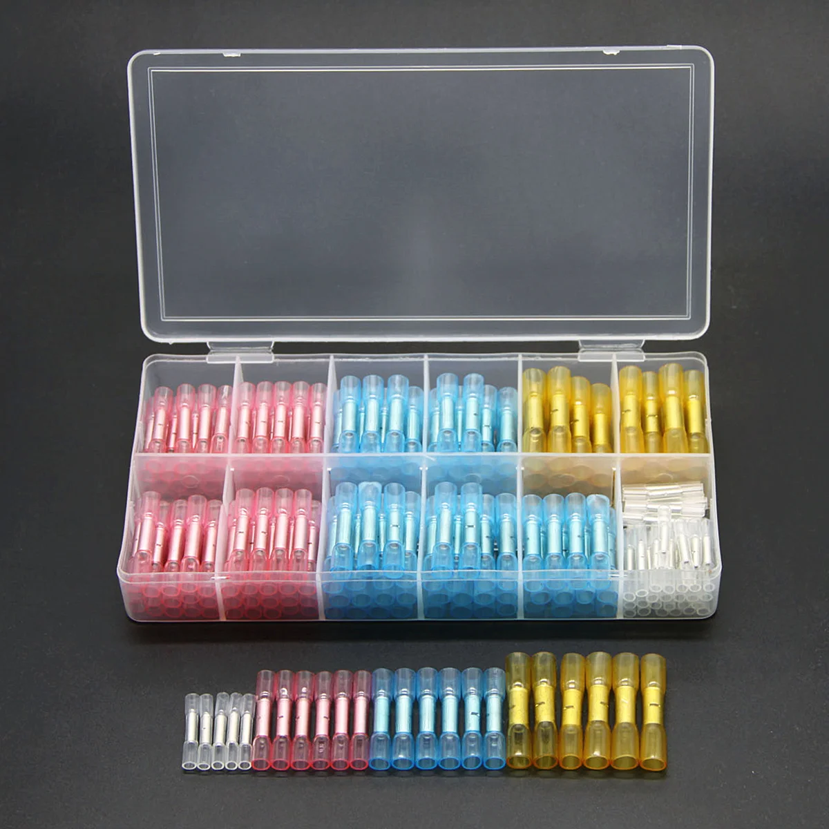 200PCS 26 10 AWG Car Battery Terminals Heat Shrink Wire Connectors Butt ...