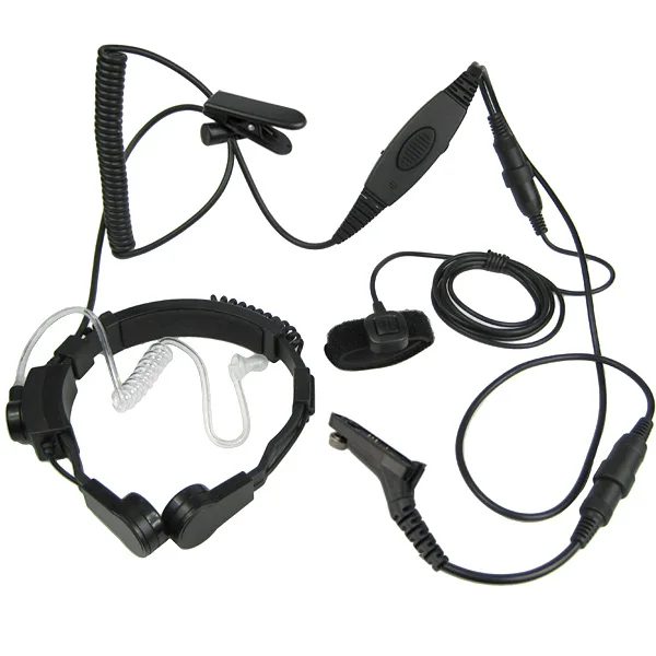 XQF Police Tactical Throat Mic Earpiece Headset PTT for Motorola Radio ...