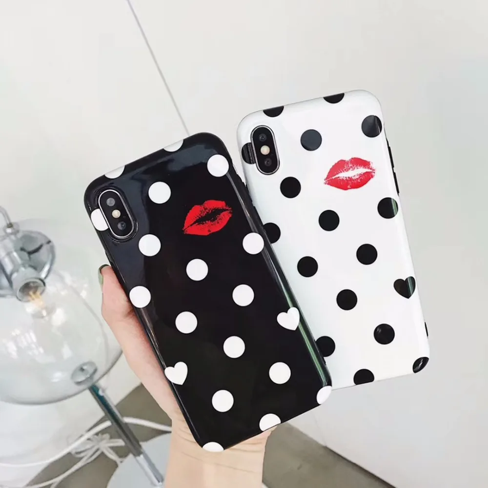 Cute Black White Wave Point Phone Case For iphone X 8 7 6 6S Plus Sexy ...