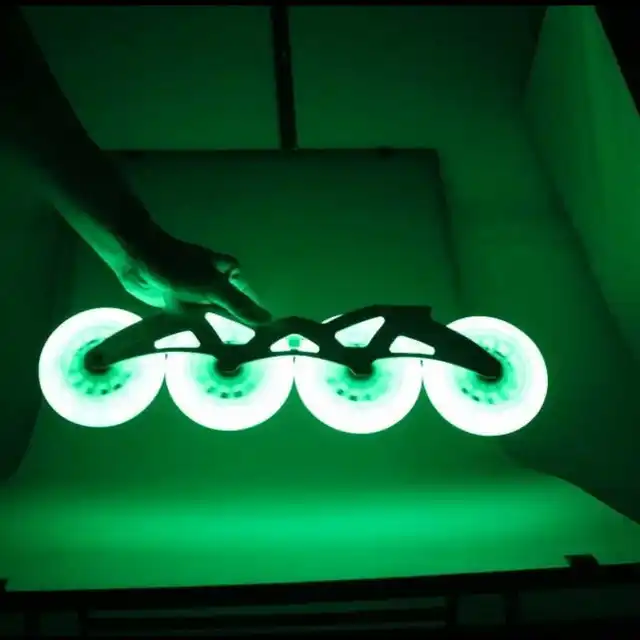 2 Piece Led Bright PU Inline Speed skate wheels Flash rollers Rodas ...