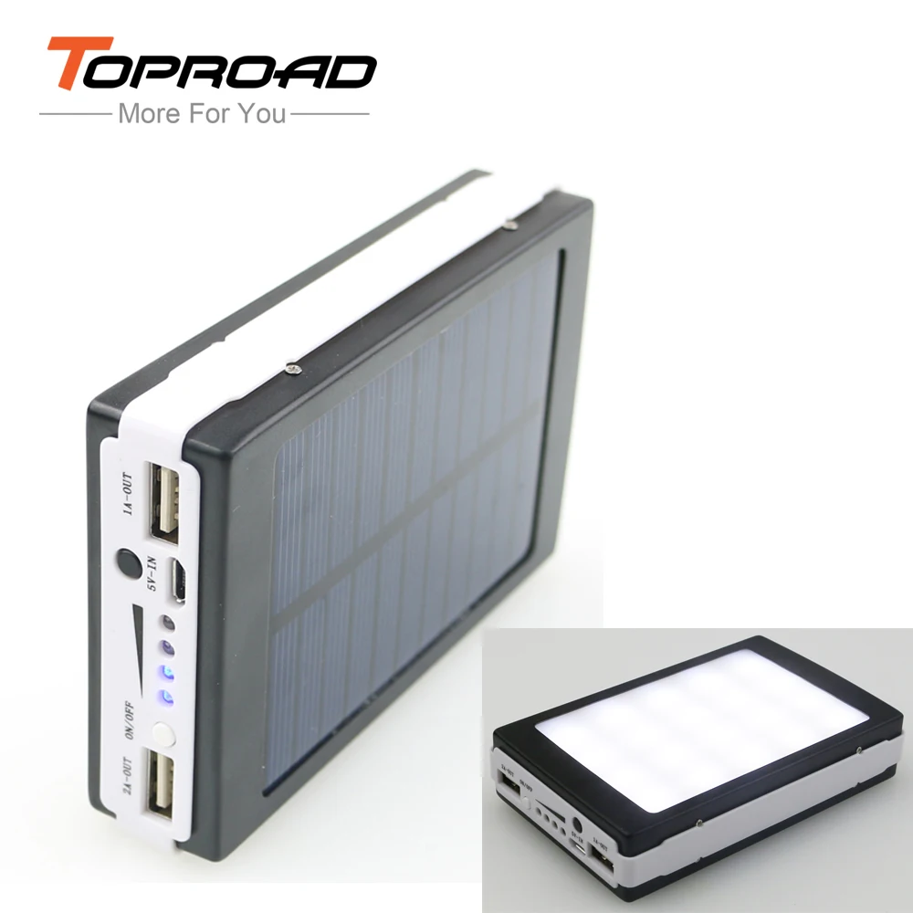 10000mAh Solar Power Bank Portable Dual USB External Mobile Battery ...