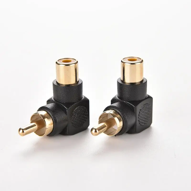 Black Right Angle RCA Male to Female Adapter 90 Degree M/F RCA ...