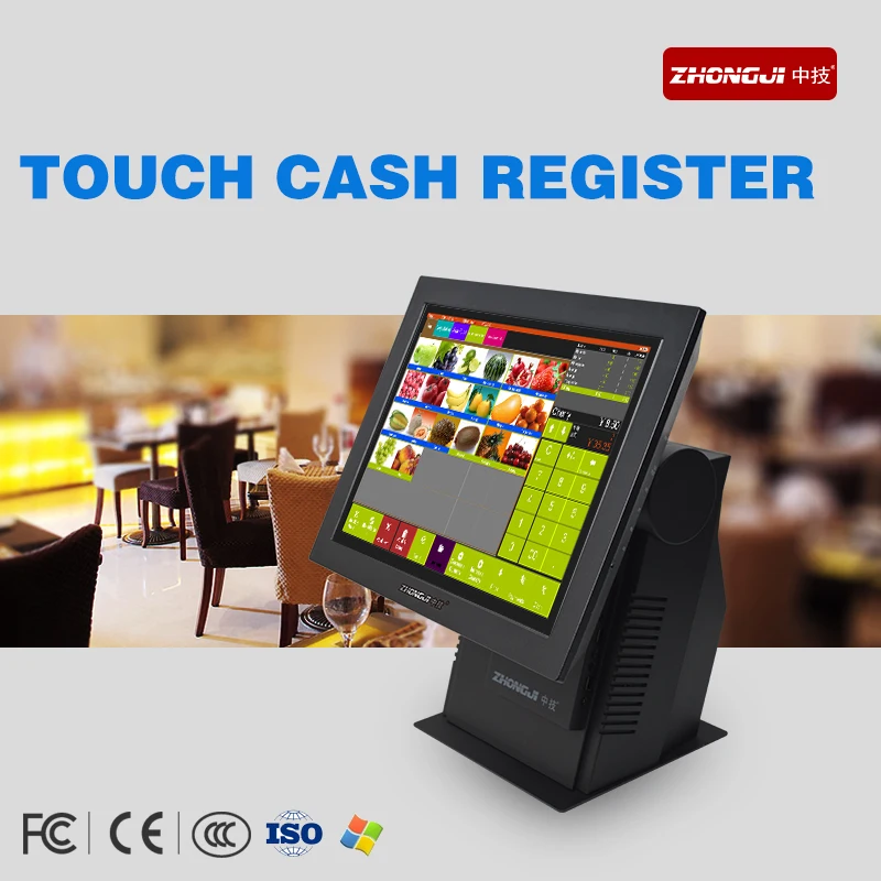 15 inch TFT LCD Dual Screen All In One POS System Cash Register For E ...