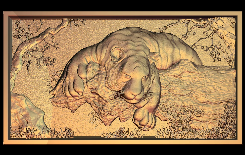 3d Model Tiger Relief For Cnc Router Printer Artcam Aspire Type3 Stl