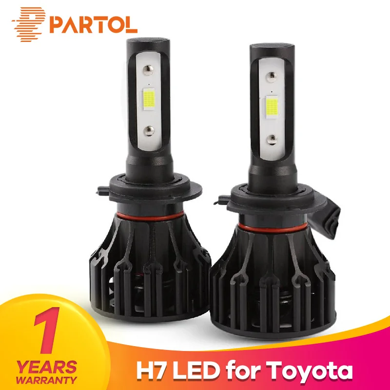 Partol T5 H7 Car LED Headlight Bulbs 72W 8000LM LED All in One ...