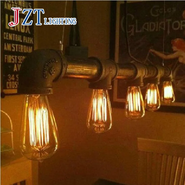 Retro Industrial Rustic Steampunk Metal Pipe Lights Edison Bulb Vintage ...
