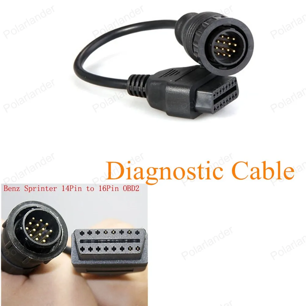 14pin to 16pin OBD2 Interface for Be nz Diagnostic Adapter Connector ...
