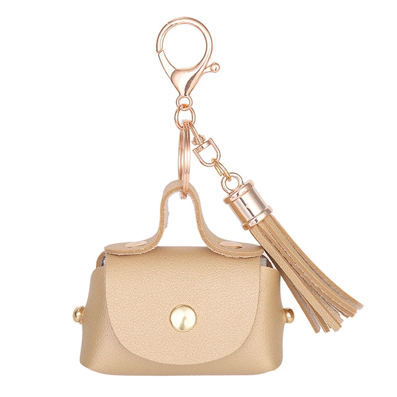 Fashion Leather Handbag Tassels Charm Key Ring Chains Coin Bag ...