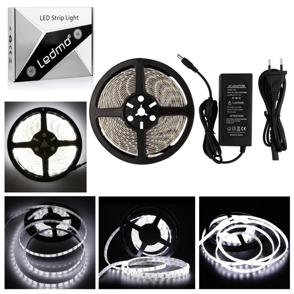 Warm White LED Ribbon Strip waterproof IP65 and White DC12V LED Tape 5A ...