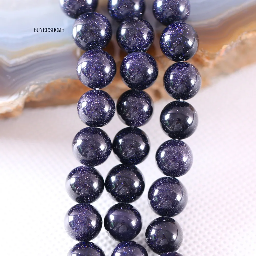 Round 8MM Natural Blue Sandstone Loose Beads For DIY Jewelry Making ...