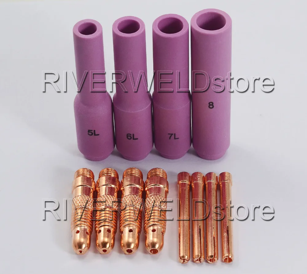Tig Consumables Kit Extended Long Tig Alumina Nozzles Collet Bodies Fit ...