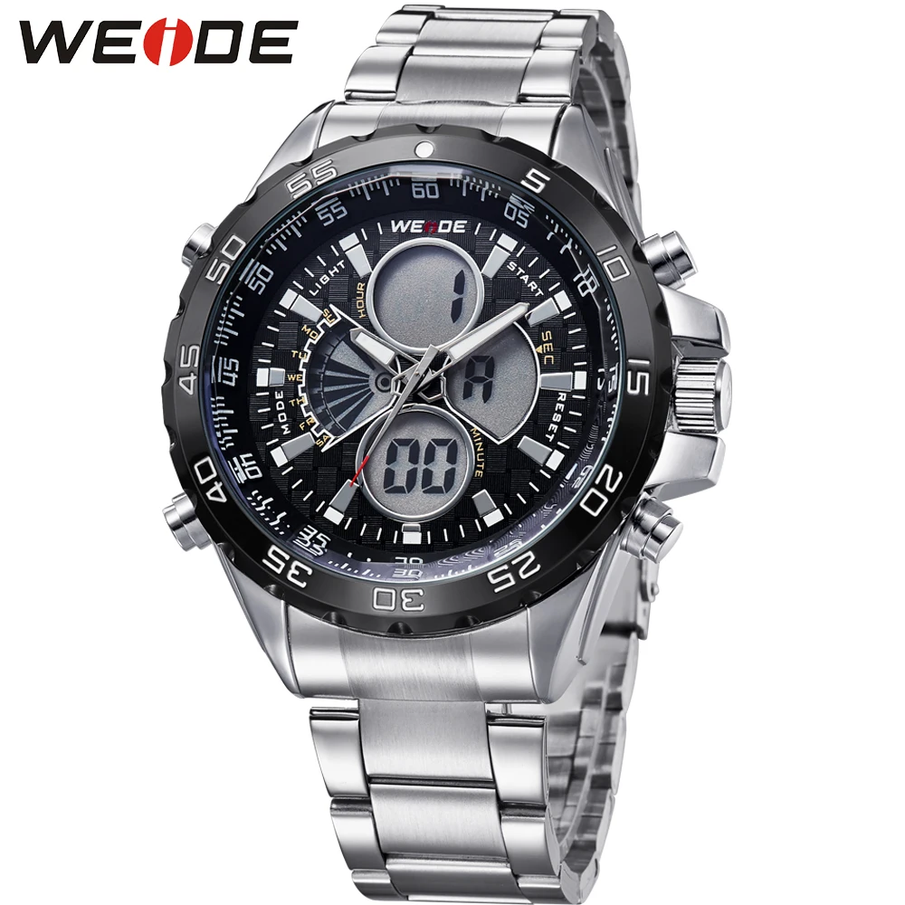 Luxury Brand Quartz Black Watch Back Light Stainless Steel Watches 30M ...