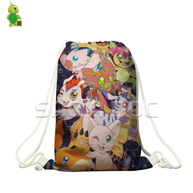 Anime Digimon Adventure Patamon/Tailmon Drawstring Bag Women Men ...