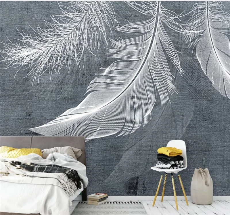 White Feather Textured Wallpaper