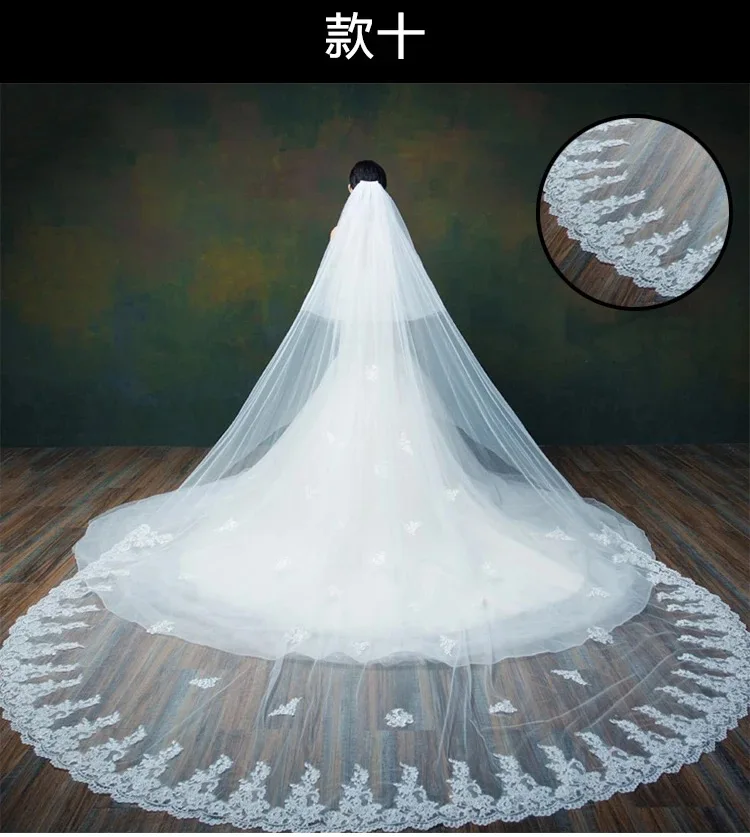 Real imagem do casamento véus longos véus de noiva baratos costume fazer véu 4 metros de ...