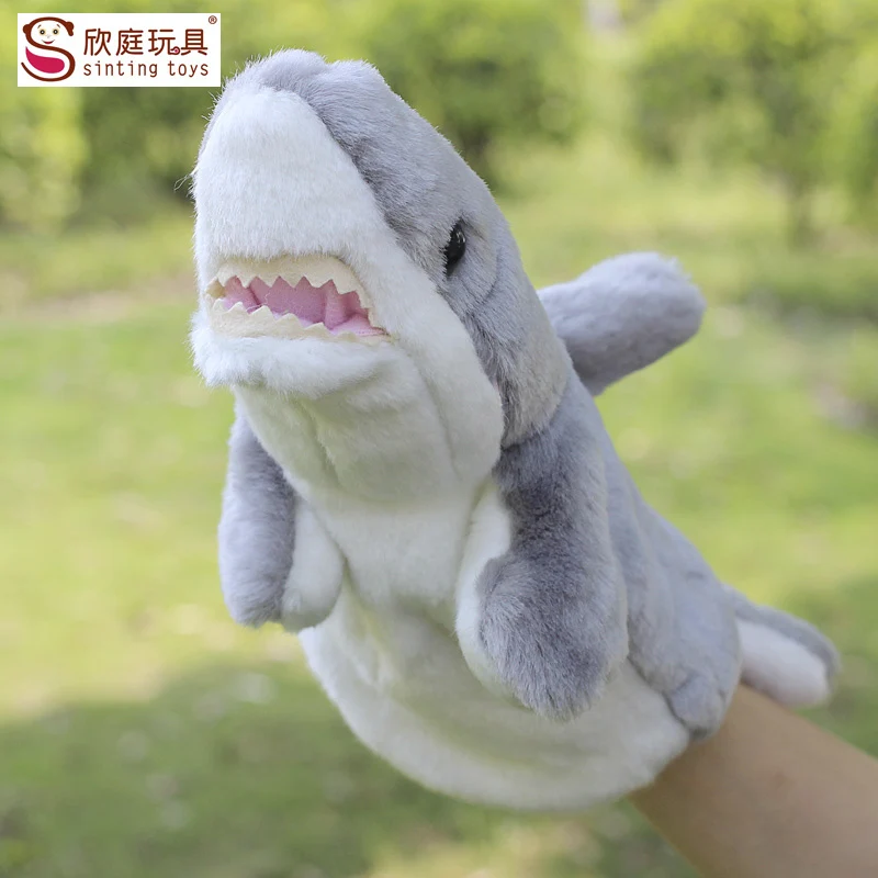Baby loves sharks hand puppets grey and blue Reassure toy plush parent ...