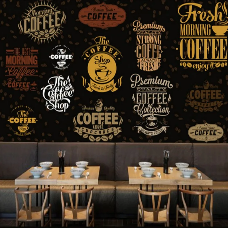 3d Handpainted Blackboard Coffee Design Wallpaper Retro