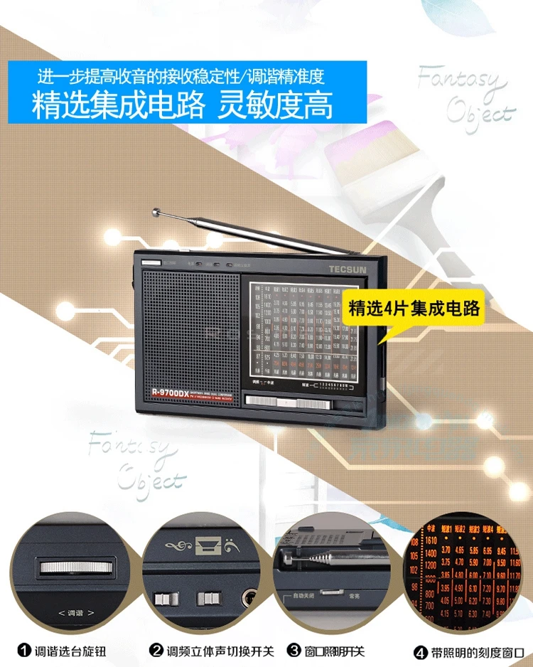 Tecsun R9700DX R-9700DX SW/MW/FM стерео радио Высокая чувствительность ...